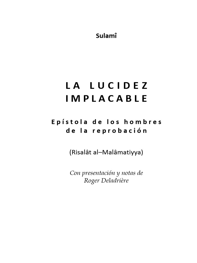 Sulami - La Lucidez Implacable | PDF