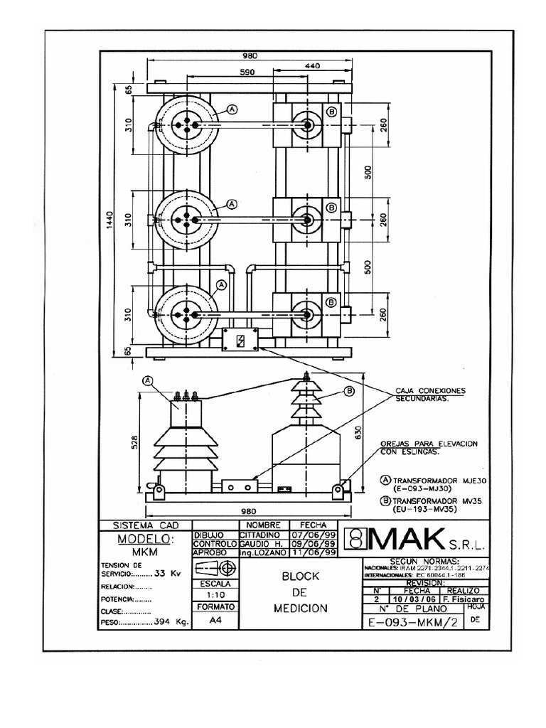 Block Medición 33 KV - MKM-33 - E-093-MKM-2 | PDF