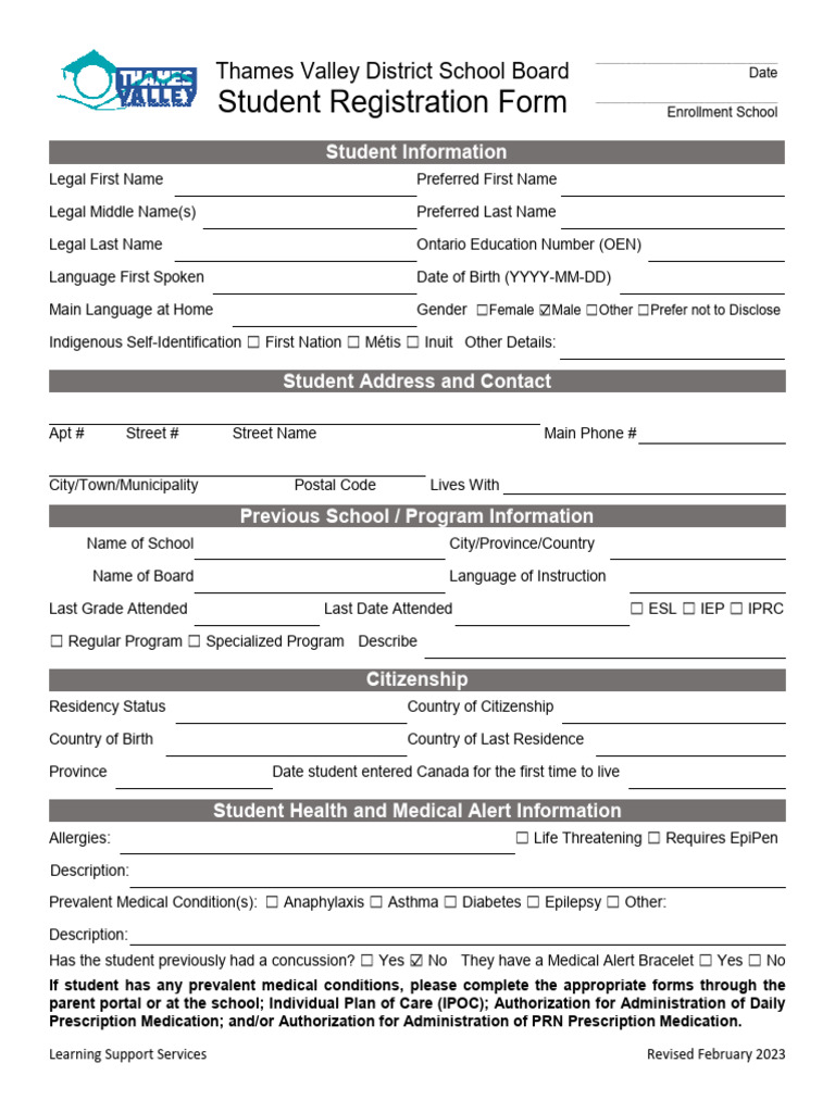 Student Registration Form 2024 01 08 | PDF