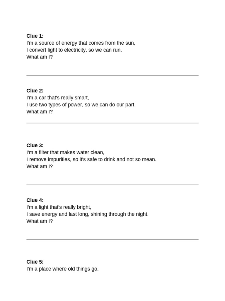 Scavenger Hunt Rhyming Clues | PDF