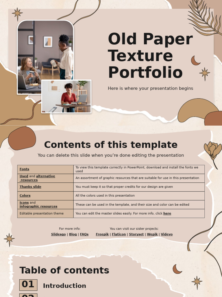 Old Paper Texture Portfolio _ by Slidesgo | PDF