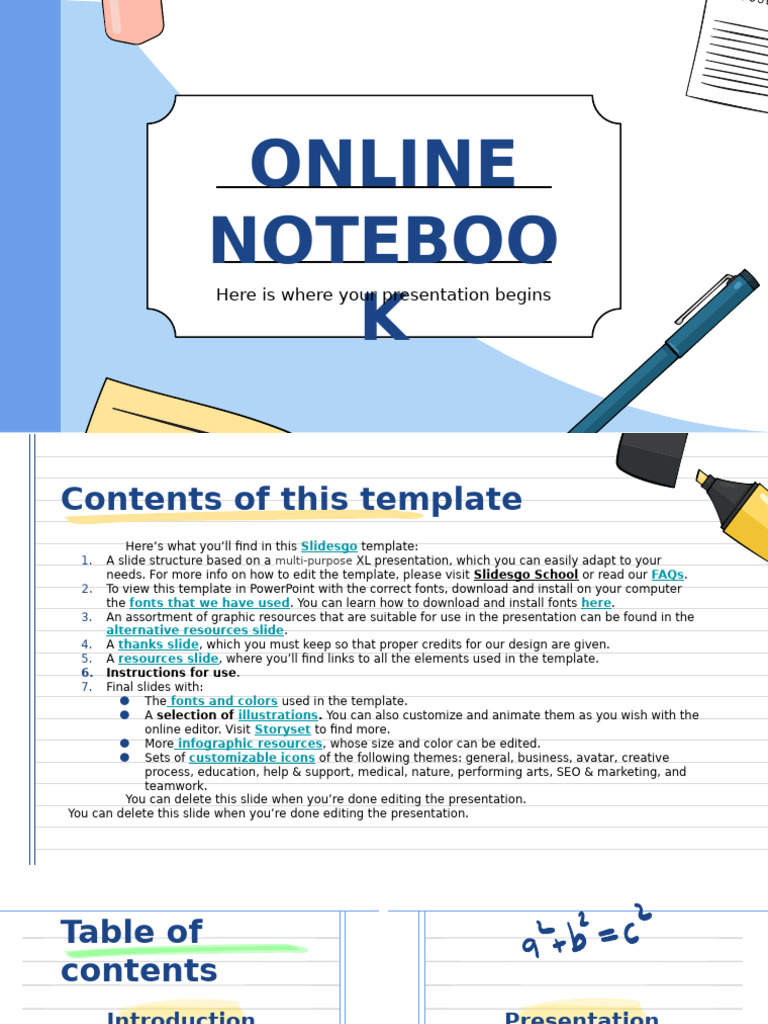 Online Notebook XL by Slidesgo | PDF