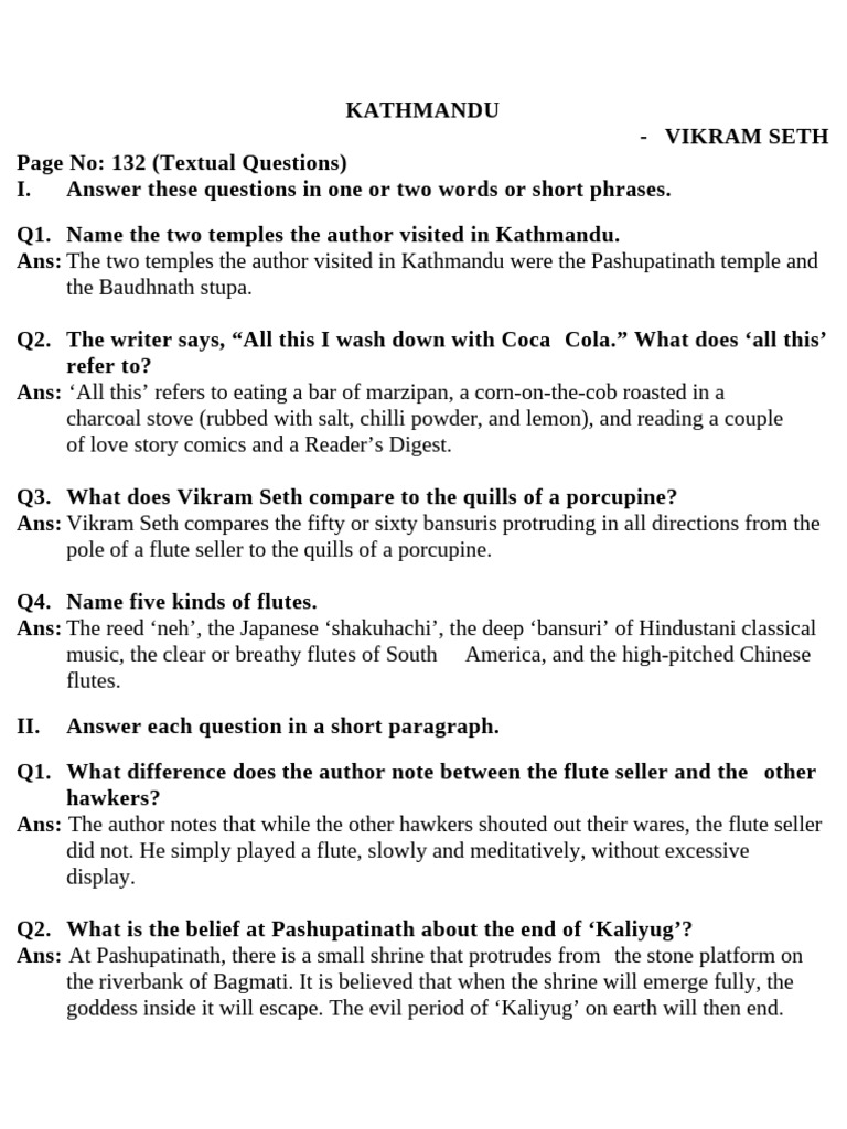 Kathmandu Textual Qs Ans | PDF