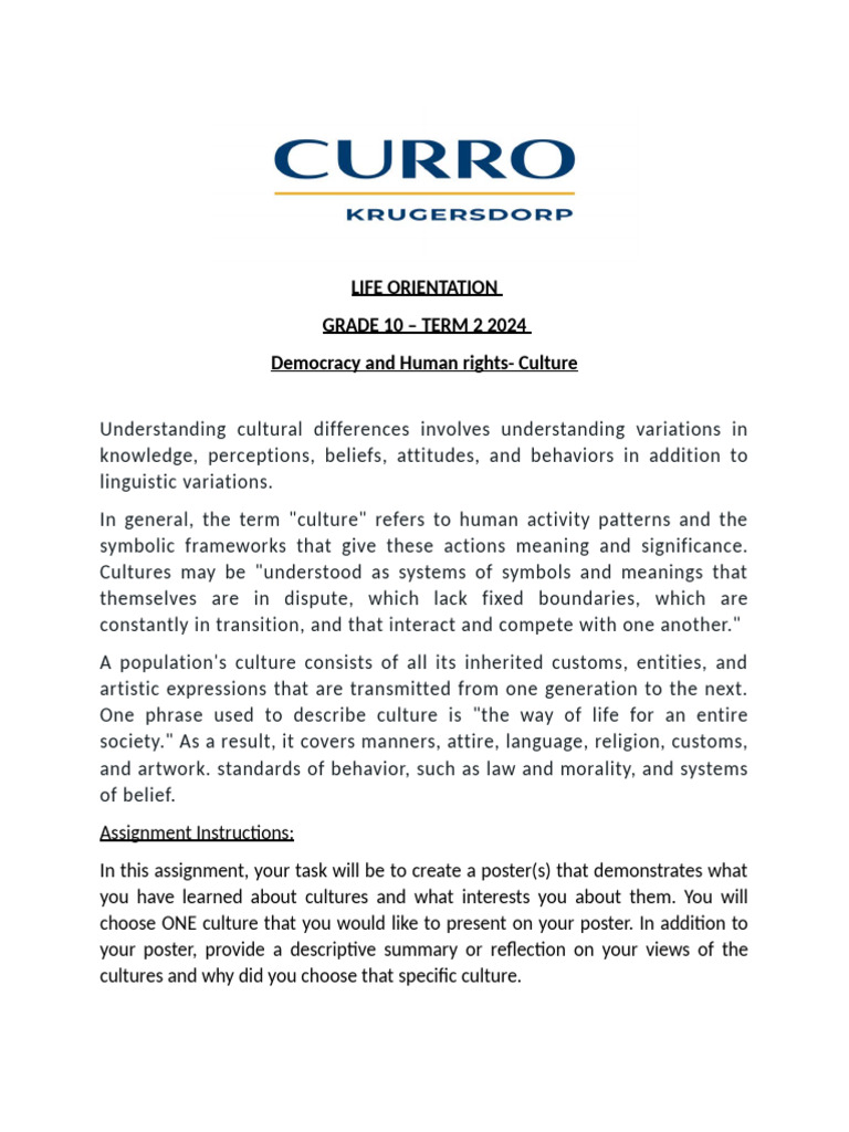 LO Grade 10 Assessment Term 2 | PDF