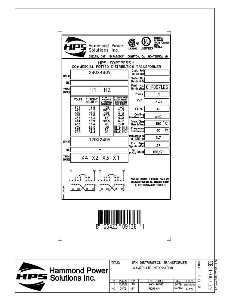 FT Trans Sec Mono 7.5kva Hps | PDF