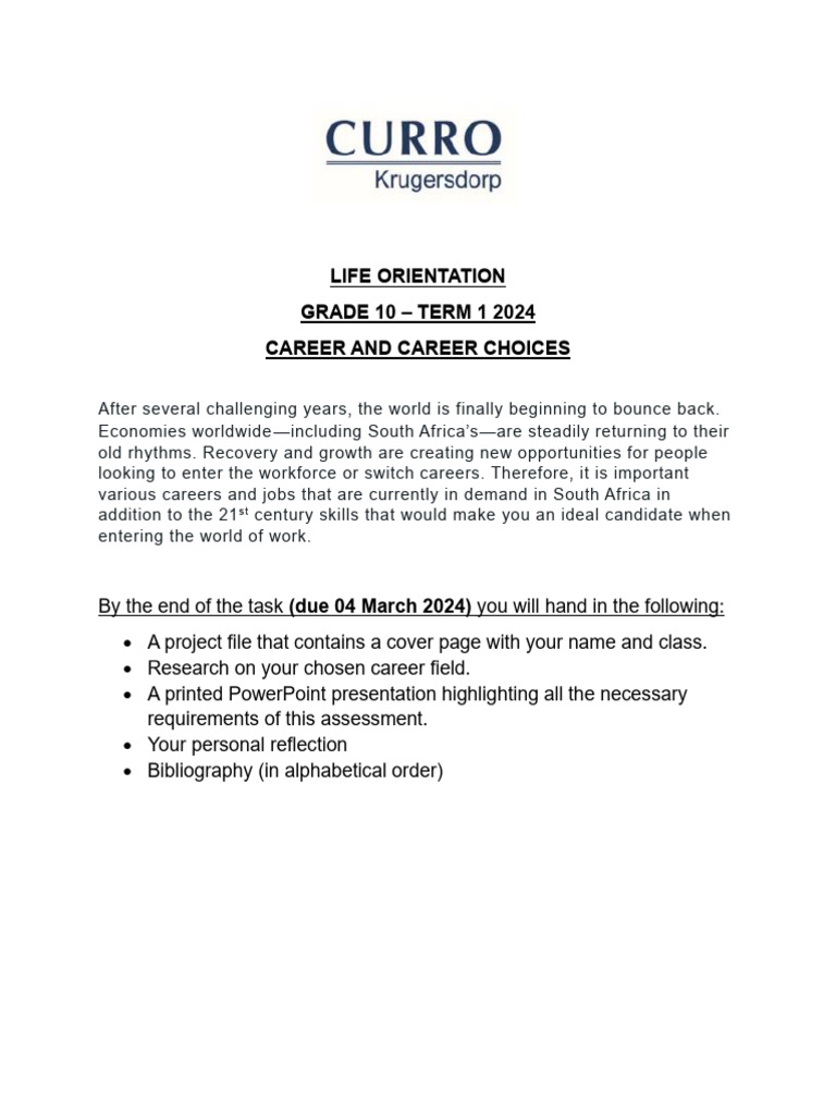 LO Grade 10 Assessment Term 1 2024 | PDF