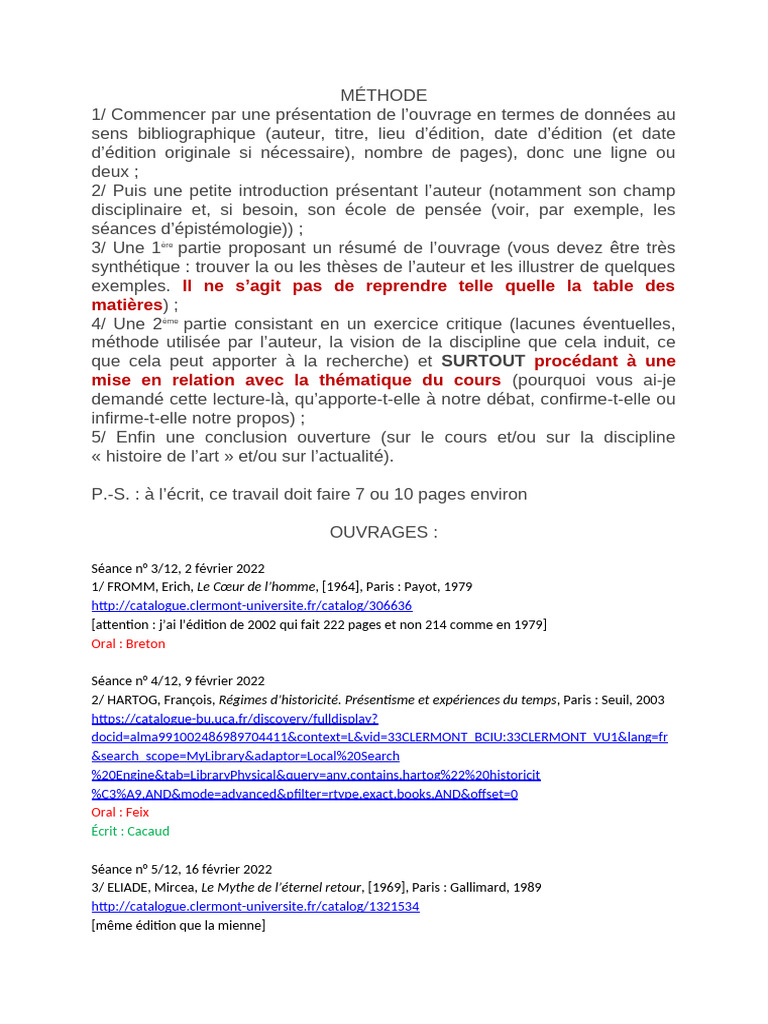 Methode Fiche de Lecture | PDF