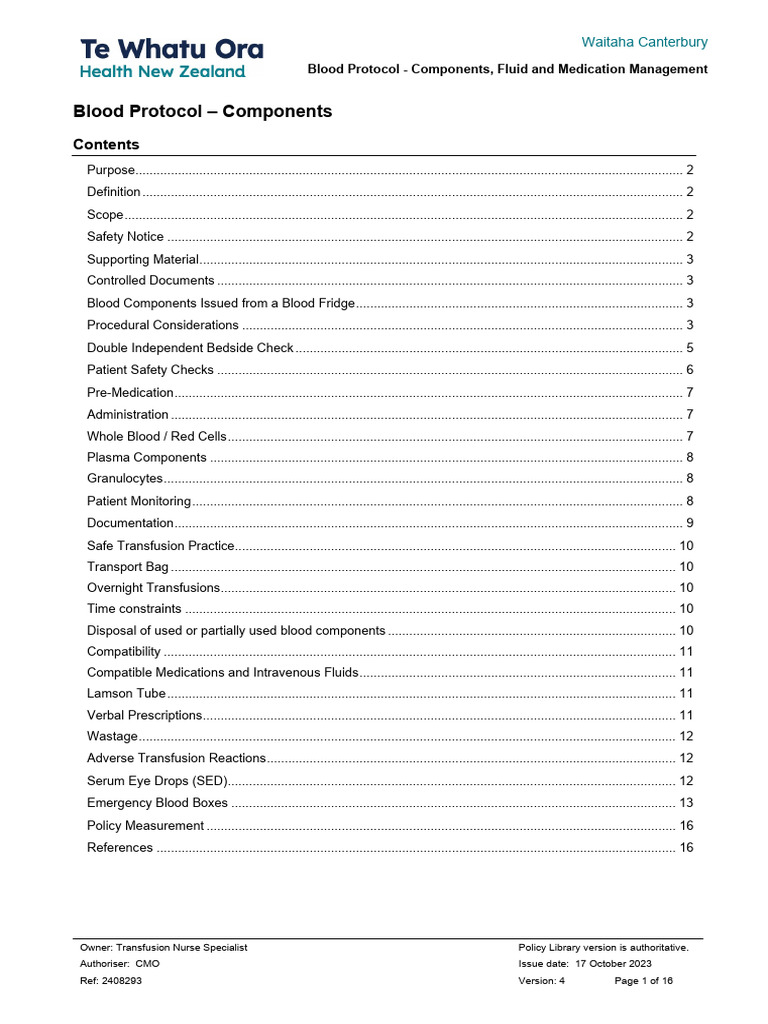 Blood Protocol - Components | PDF
