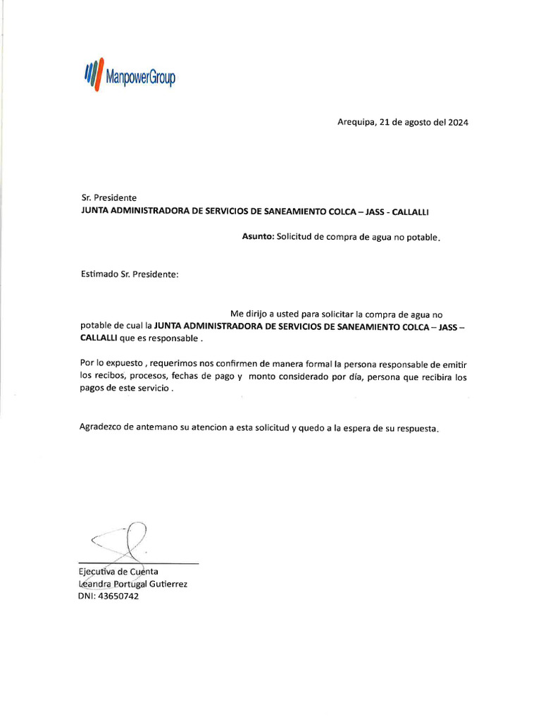 Solicitud A Colca Jass | PDF