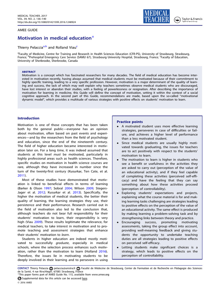 Motivation in Medical Education | PDF