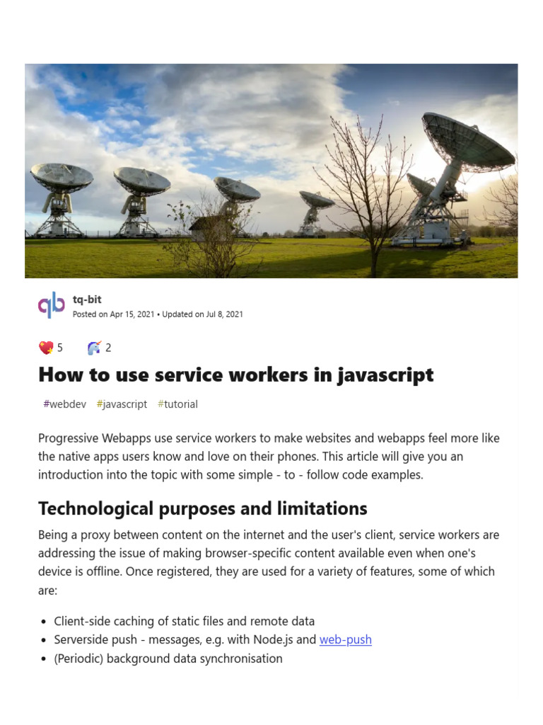 How to use service workers in javascript - DEV Community | PDF