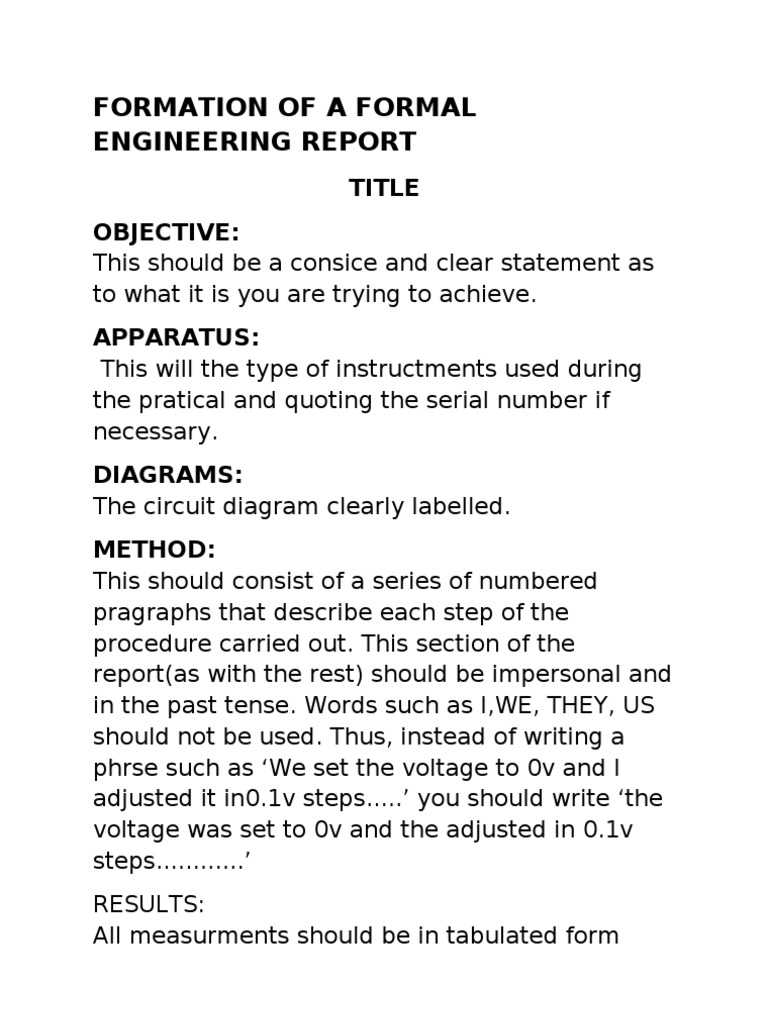 Formation Of A Formal Engineering Report Pdf Teaching Methods