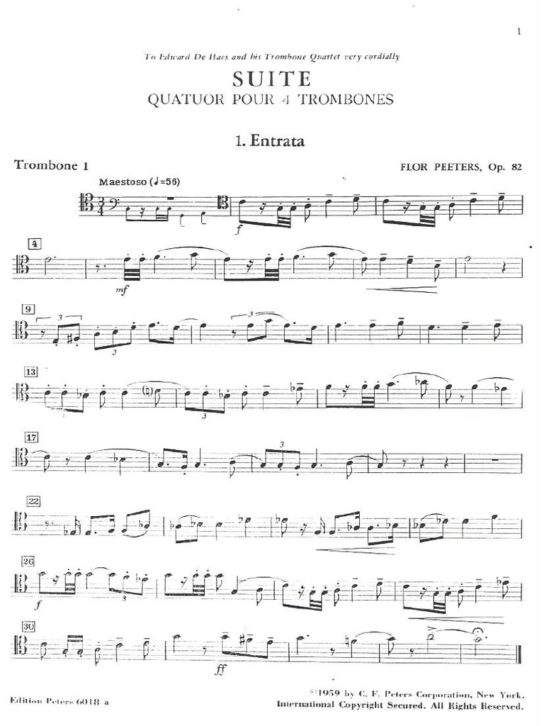 Peeters, Flor - Suite Pour 4 Trombones | PDF