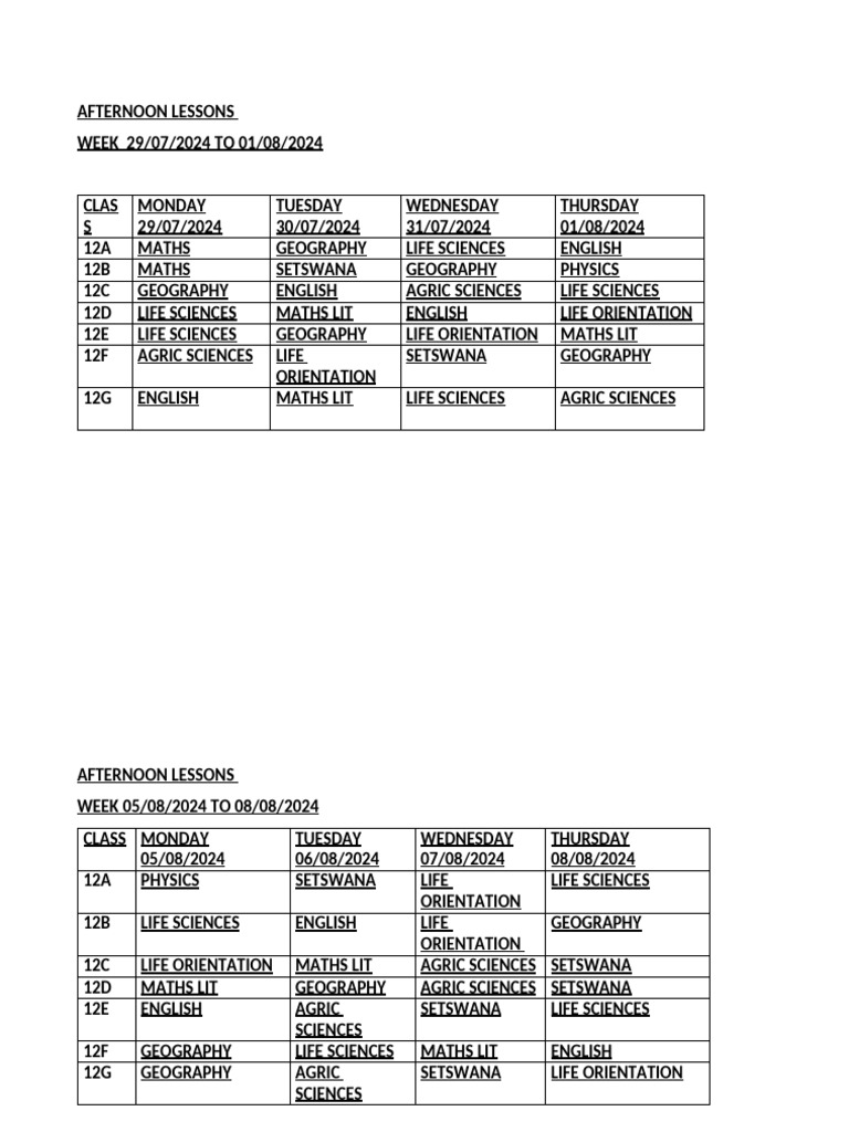 Afternoon Lessons-1 | PDF