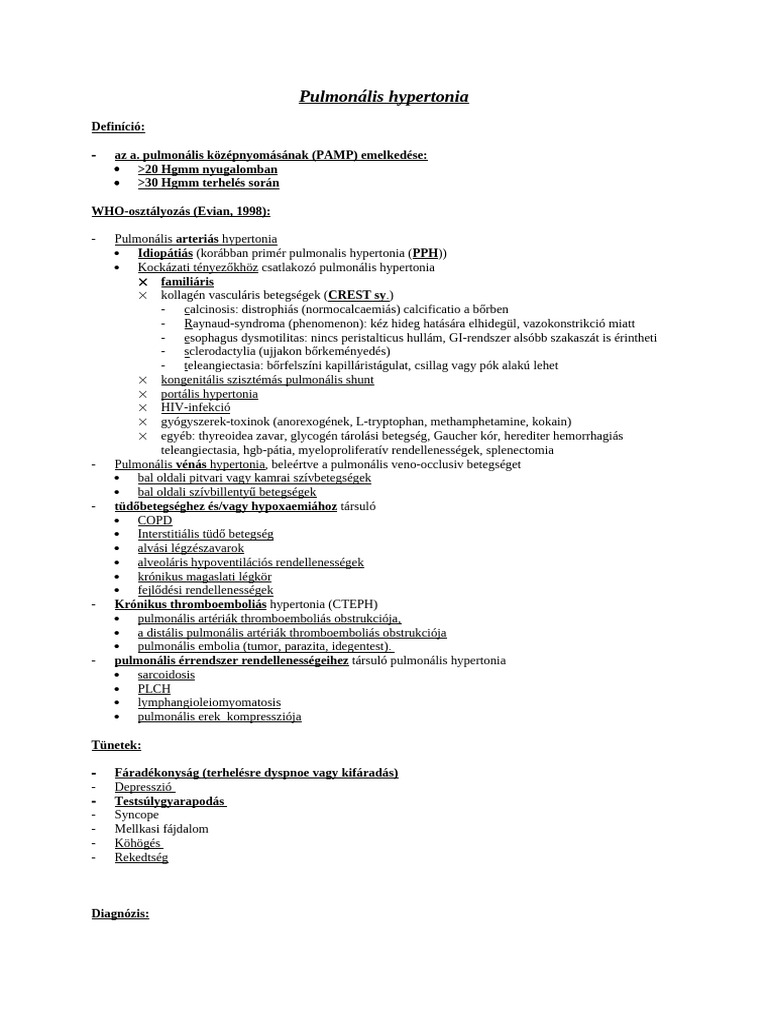 Pulmonális Hypertonia | PDF
