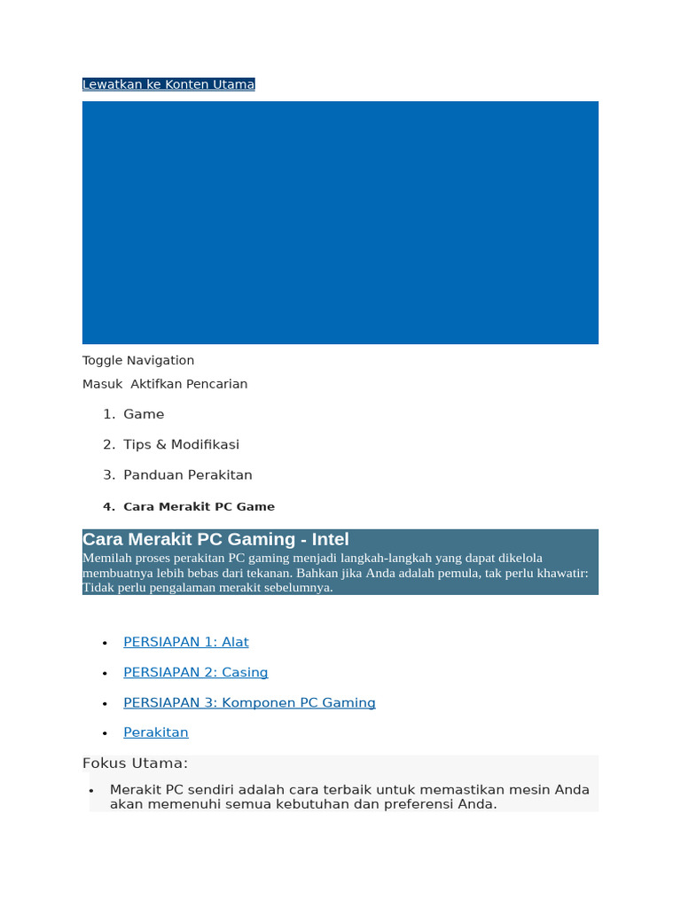 Cara Merakit PC Gaming - Intel | PDF