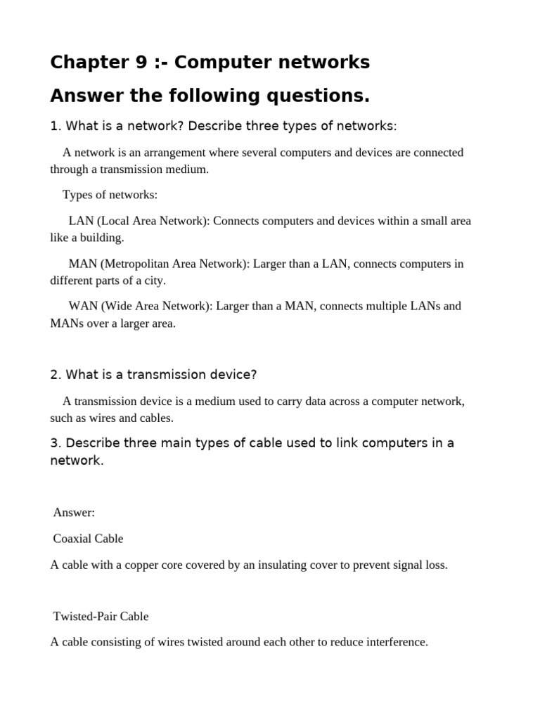 Chapter 9 Summarized Questions | PDF