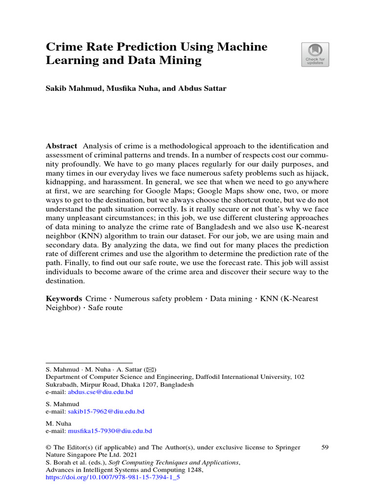 Crime Rate Prediction Using Machine Learning and Data Mining | PDF