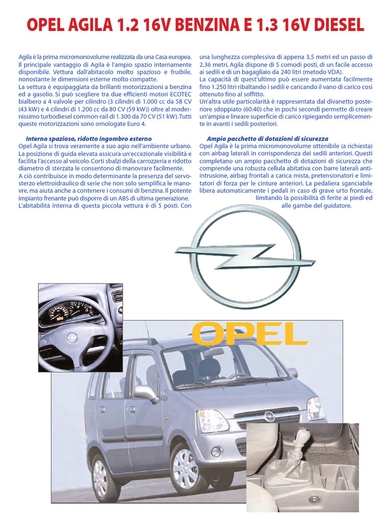 OPEL AGILA 1.2 e 1.3 MJ | PDF | Opel