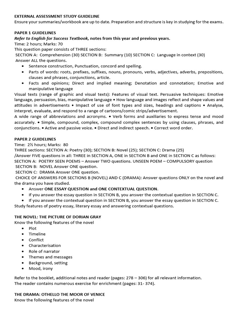 External Assessment Study Guideline 2023 | PDF