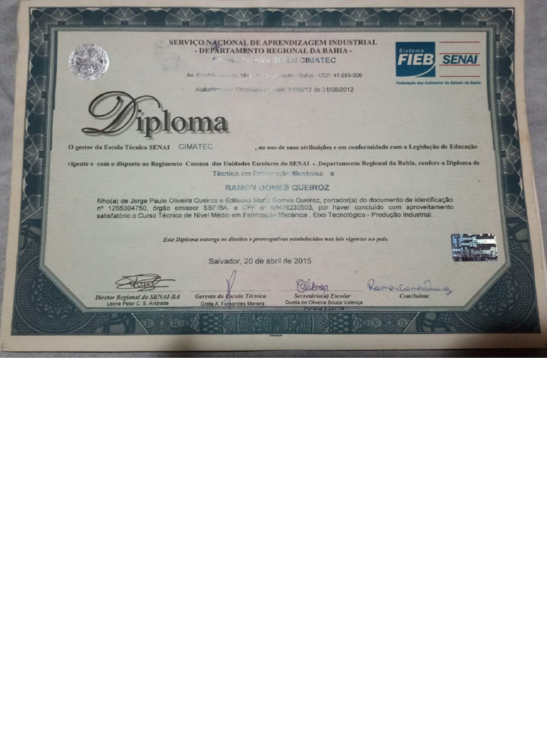 Diploma SENAI | PDF