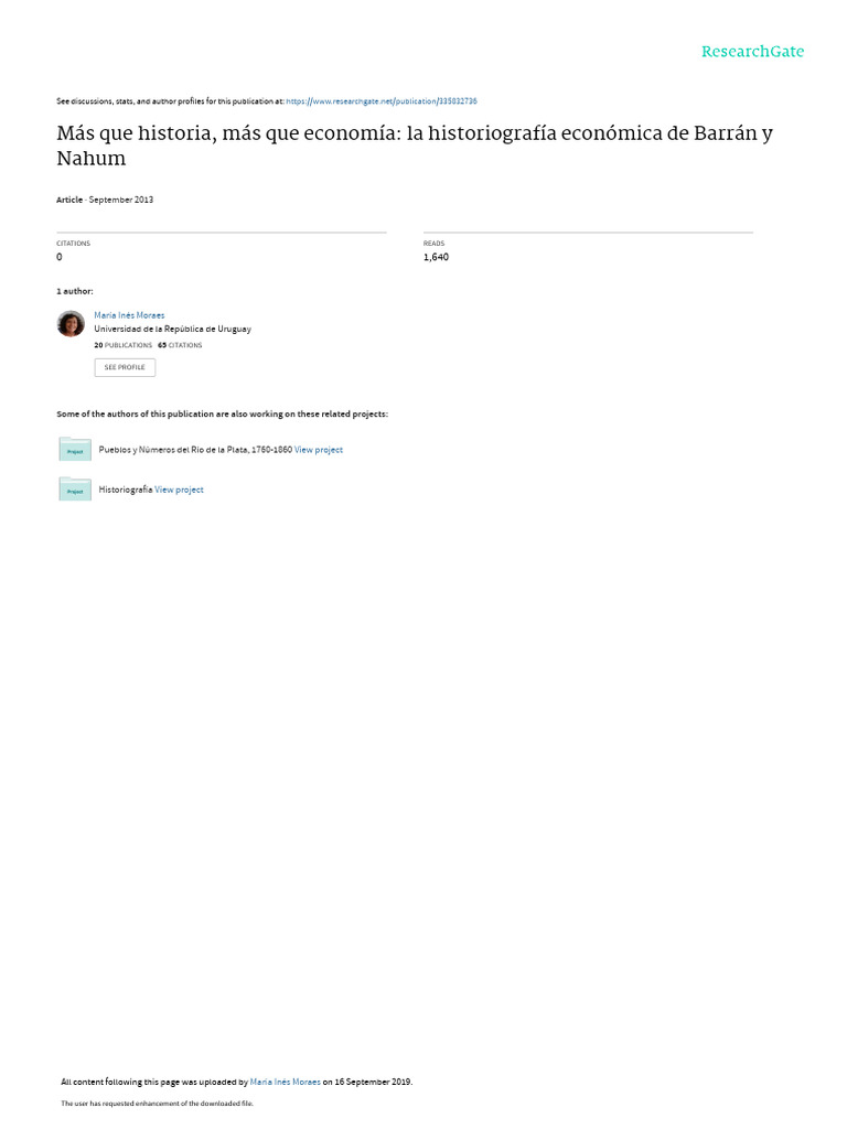 María Ines Moraes Historiografia Barran y NAhum | PDF | Historiografía ...