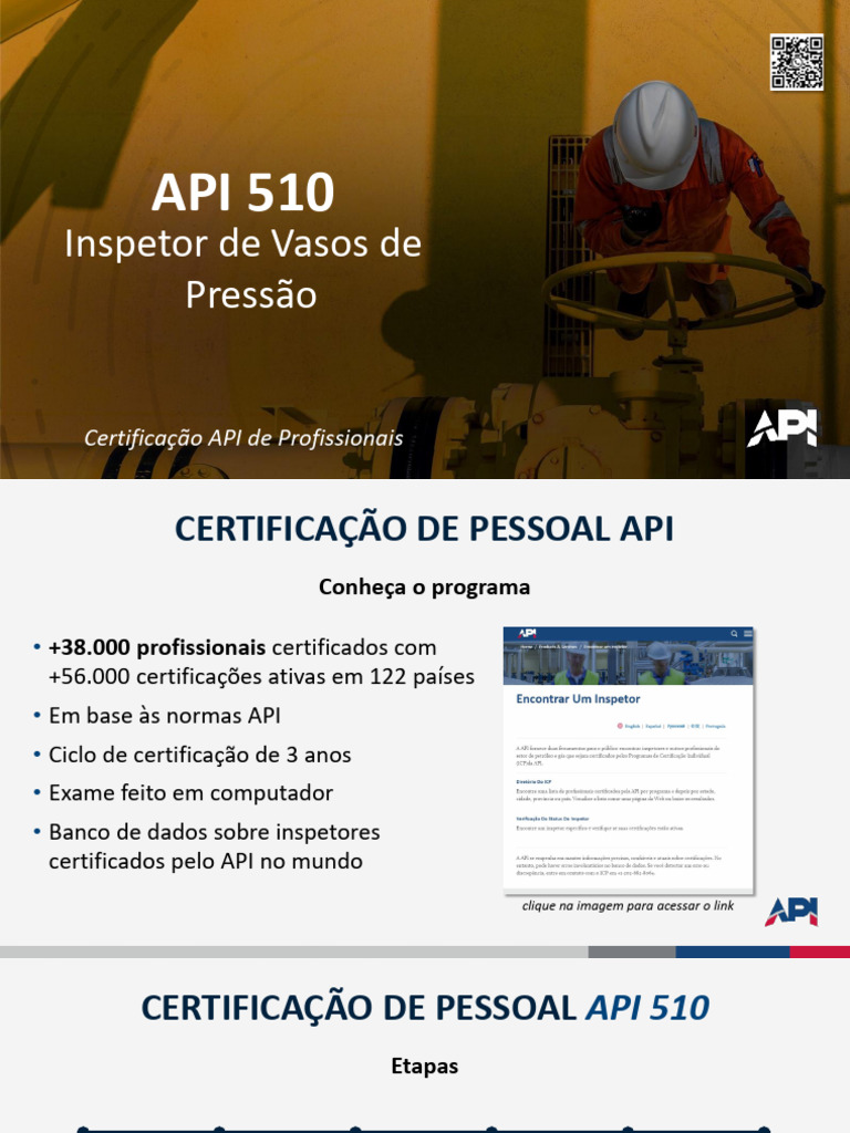 1 Apresentação Certificação de Profissionais API 510 20222222 | PDF