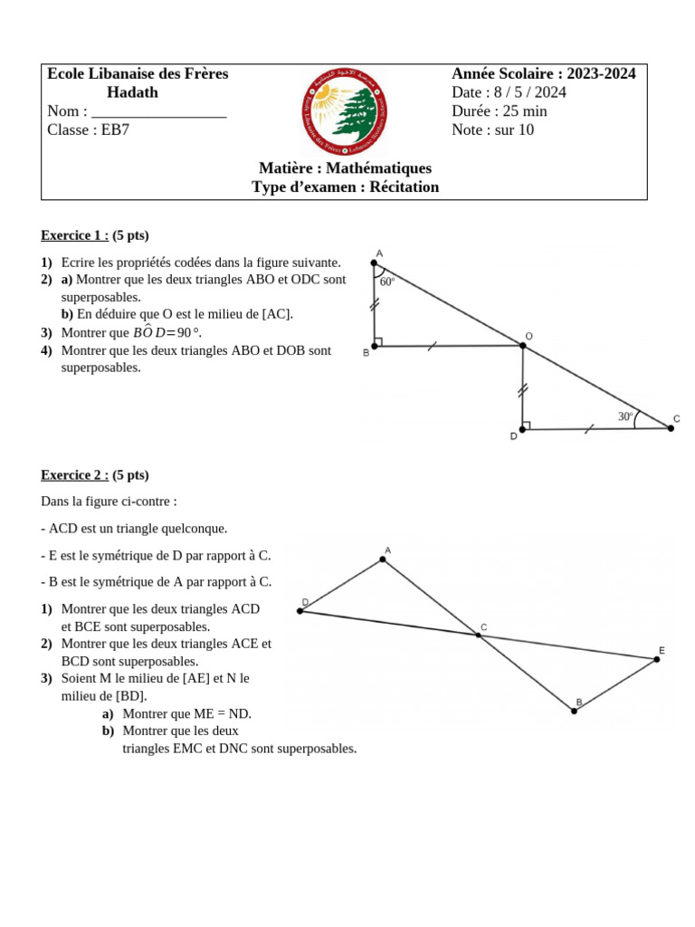Quiz Math EB7 | PDF