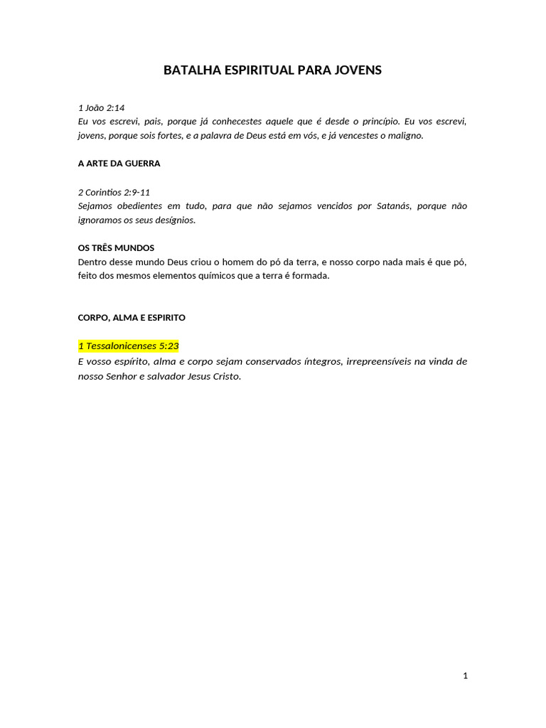 02 - Batalha Espiritual para Jovens - Roteiro | PDF