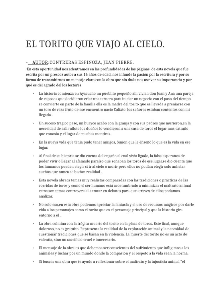 Torito Que Viajó Al Cielo | PDF