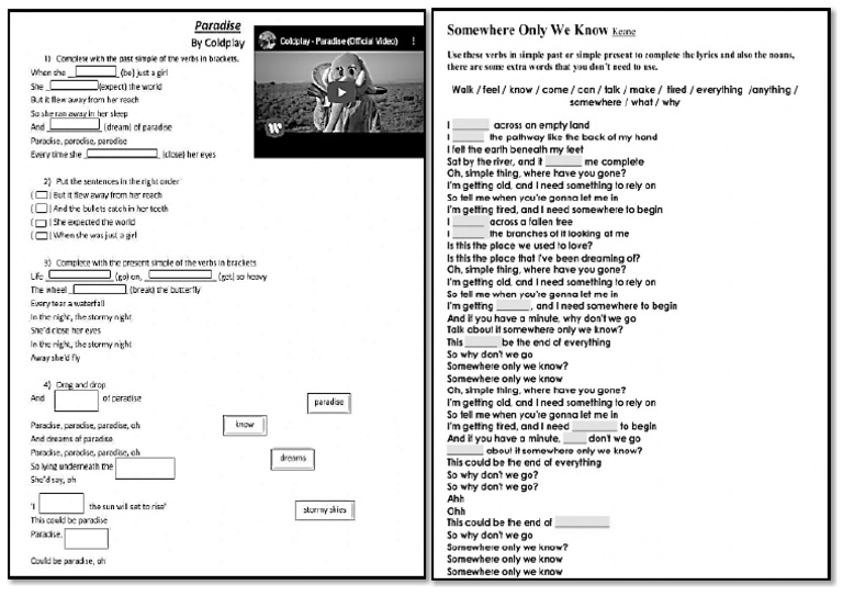 Lyric Worksheet Past Tense | PDF