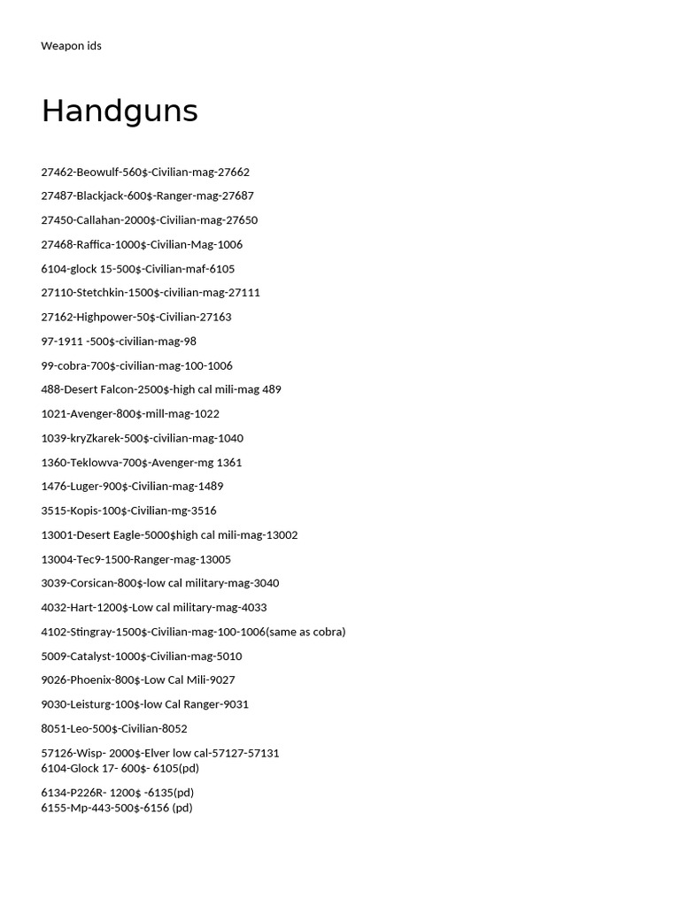Weapon Ids True | PDF
