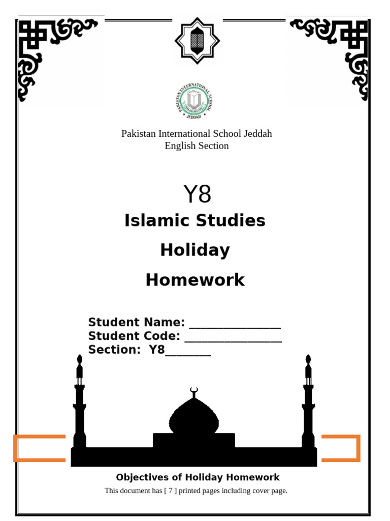 Y8 - Holiday Homework | PDF