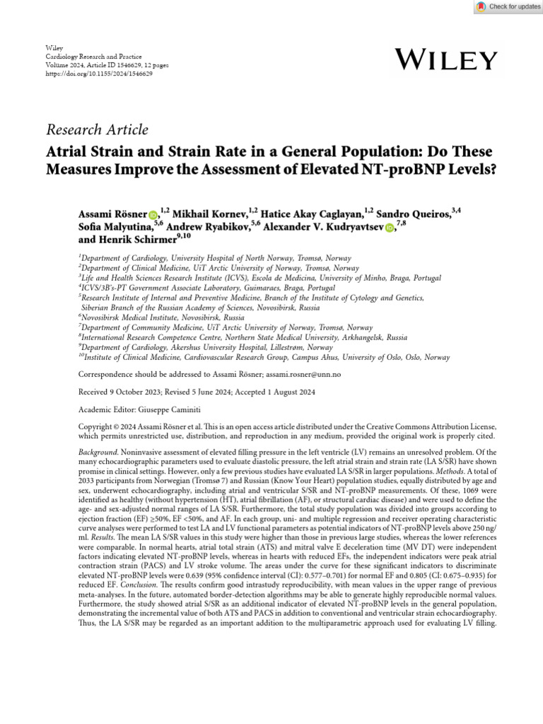 Atrial Strain and Strain Rate in A General Population | PDF | Diastole ...