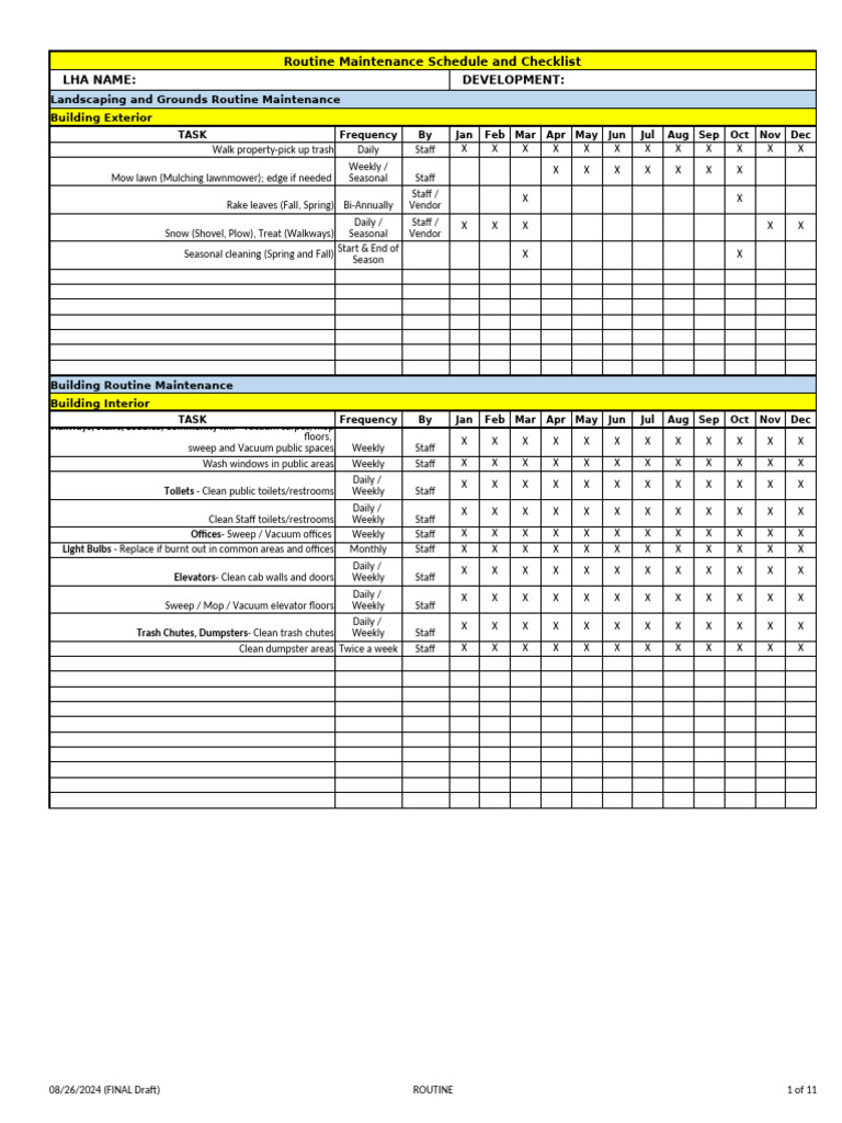 Sample Format For Preventive Maintenance Schedule Excel From RCATs ...