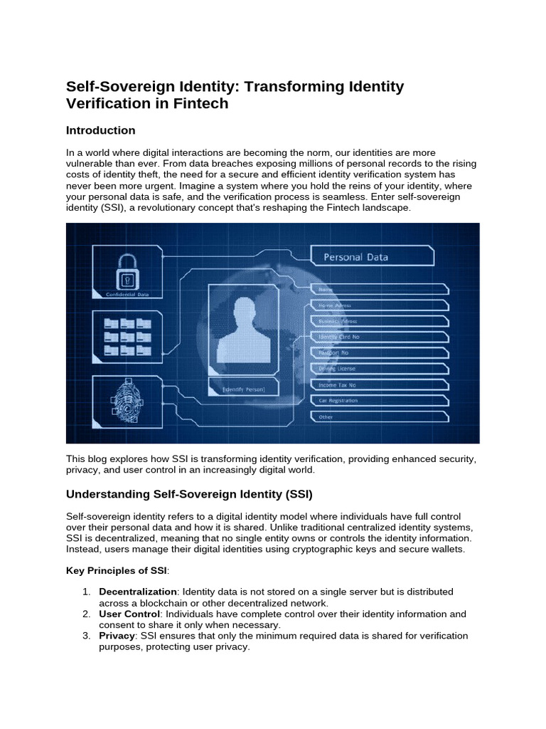 Self-Sovereign Identity: Transforming Identity Verification in Fintech | PDF