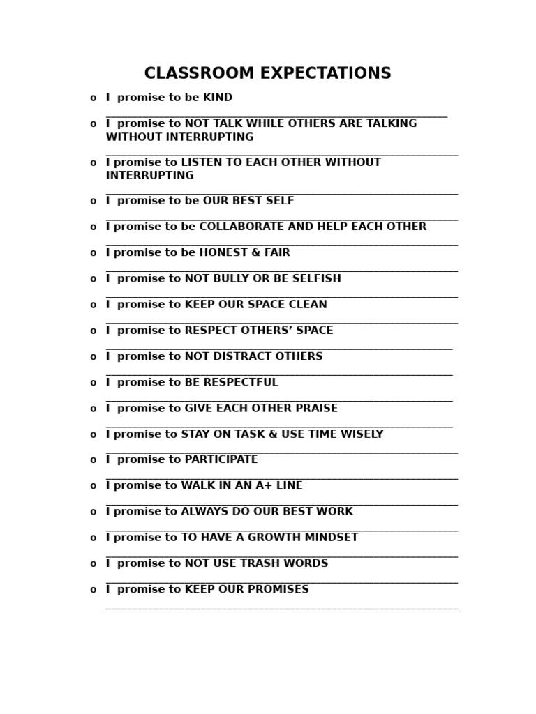 Classroom Expectations | PDF