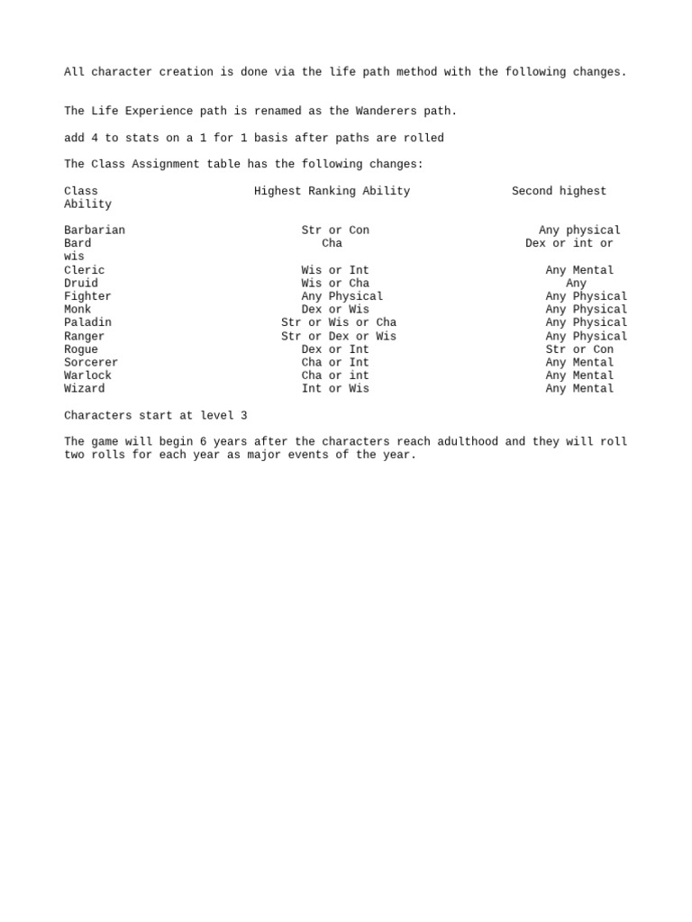 Character Creation | PDF