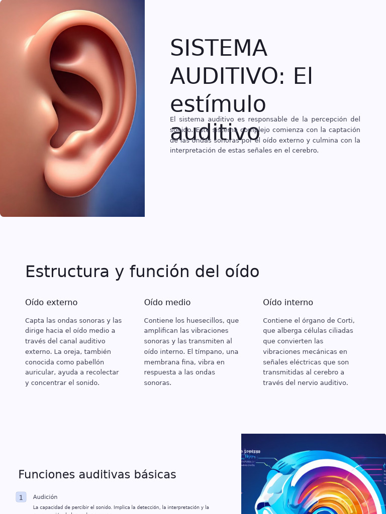 Tema 3.1 SISTEMA AUDITIVO El Estimulo Auditivo | PDF