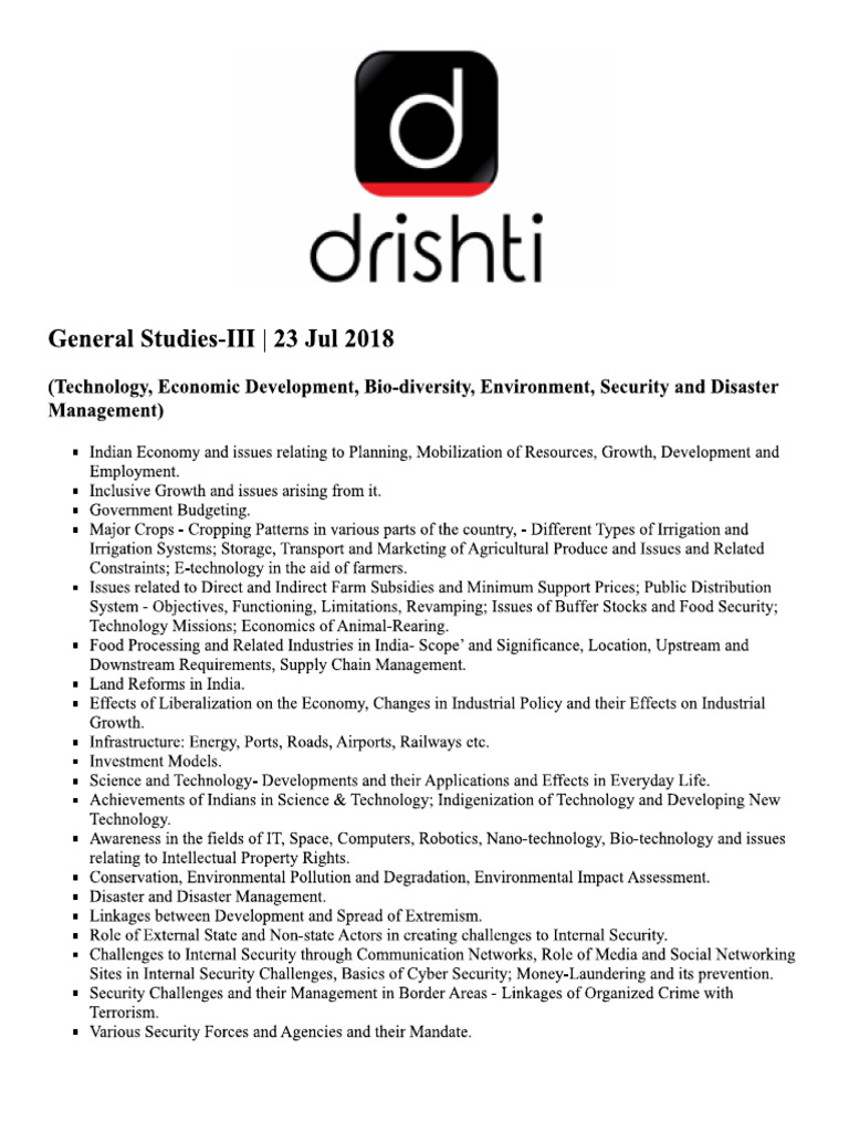 GS-3 Detailed Syllabus | PDF GS-3 Detailed Syllabus | PDF