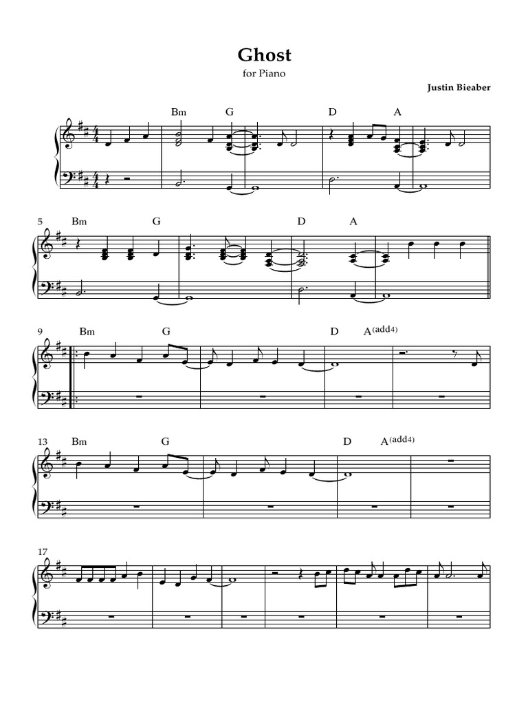 Justin Bieber's "Ghost" Chords Guide | PDF | Justin Bieber | Songs Written