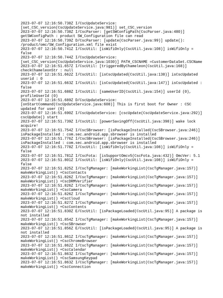 CSC Update Log | PDF