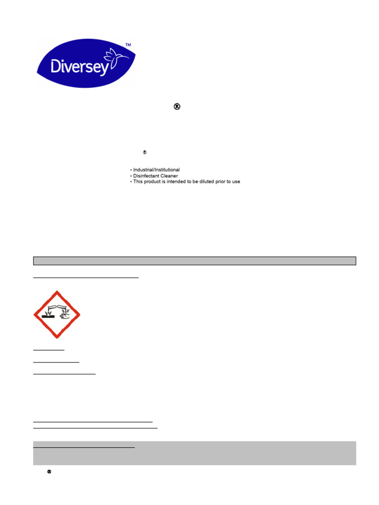 Oxivir® Plus Disinfectant Cleaner Concentrate Sds | PDF
