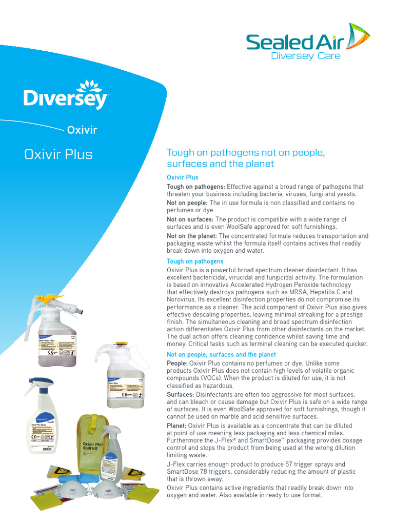 Oxivir® Plus Disinfectant Cleaner Concentrate Pis2 | PDF | Disinfectant ...