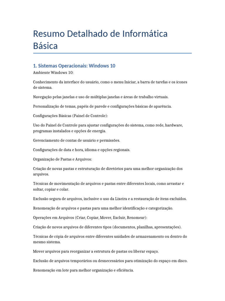 Resumo Informática Básica | PDF