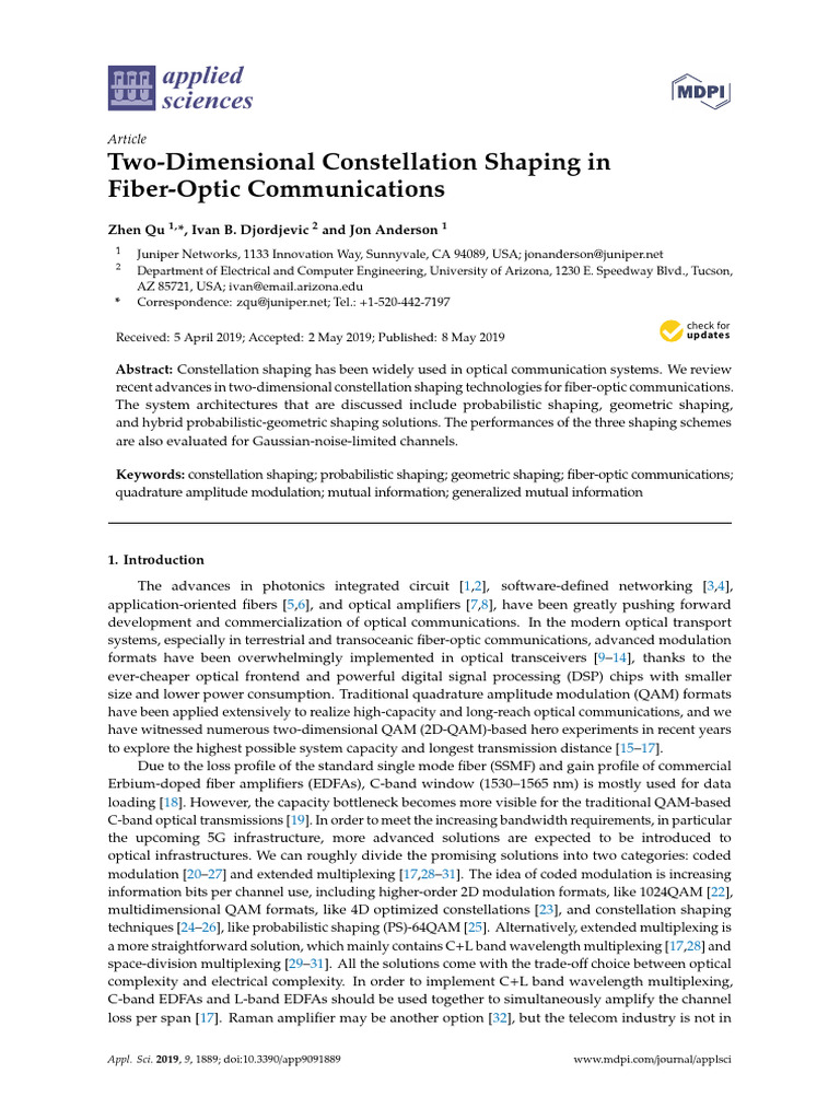 Two Dimensional Constellation Shaping In Fiber Opt Pdf