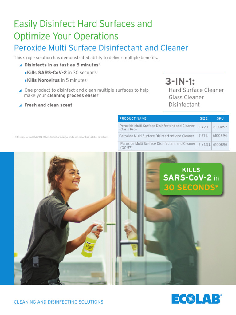 Ecolab Peroxide Multi Surface Cleaner | PDF | Disinfectant | Microbiology