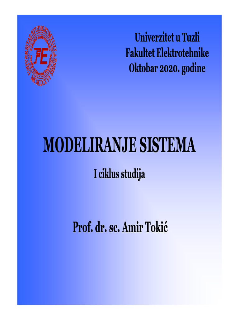 Modeliranje Sistema Predavanja 10 Do 12 | PDF