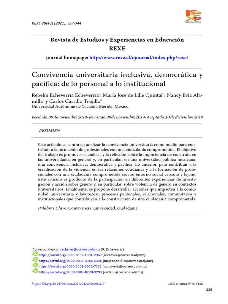 Convivencia universitaria inclusiva, democrática y pacífica- de lo ...