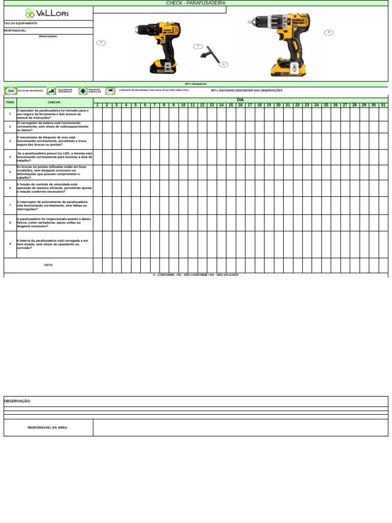 4 Check list - PARAFUSADEIRA | PDF